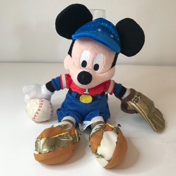 Disney | Toys | Vintage Mickey Mouse Baseball Player Plush Sorcerers ...
